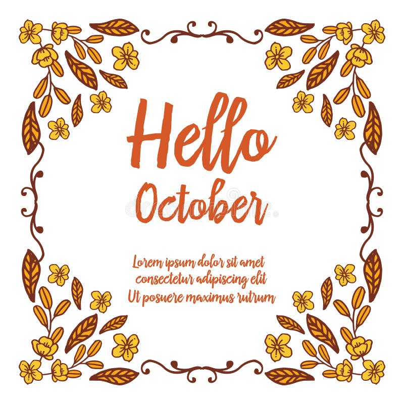Template for Poster Hello October, with Graphic Art of Leaf Flower ...