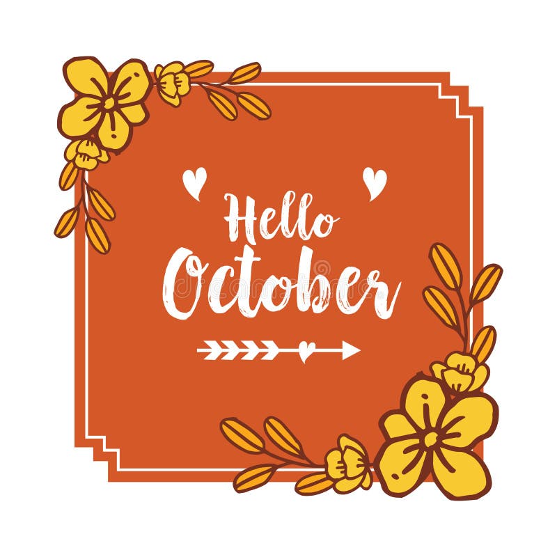 Template for Poster Hello October, with Graphic Art of Leaf Flower ...
