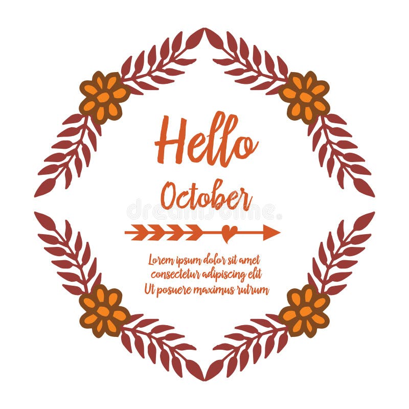 Template Poster Text of Hello October, Wallpaper Beautiful Leaf Flower ...