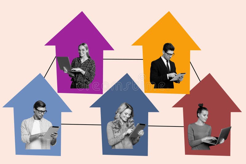 Template Poster Trend Artwork 3D Collage of Team Group People Man Lady ...