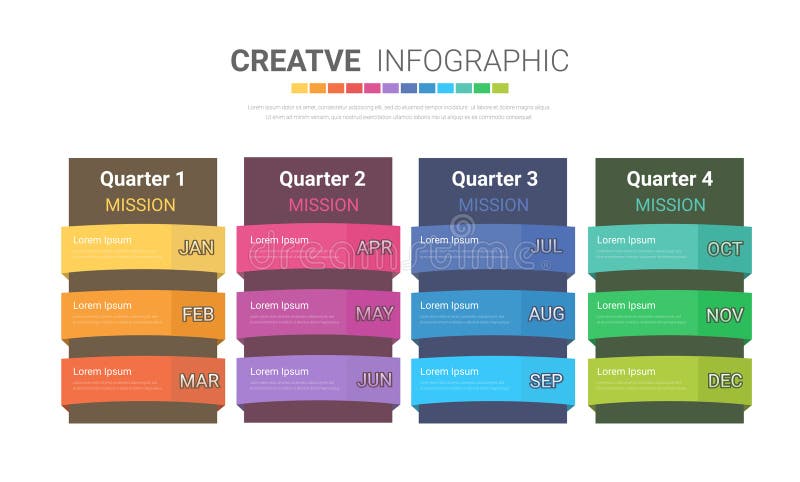 Template Presentation 4 Quarter, Calendar Presentation 12 Months ...