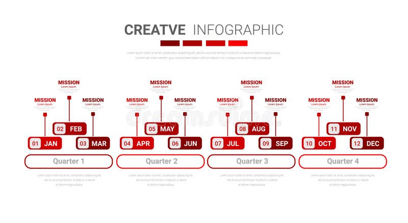 Template Presentation 4 Quarter, Calendar Presentation 12 Months ...