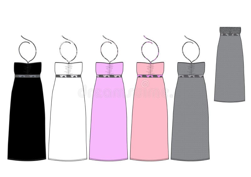 Template of Printed Front Panel Female Maxi Dress with Back Elastic ...