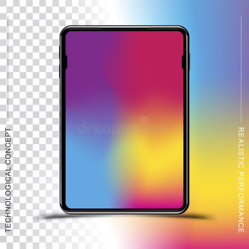 Template Realistic Black Tablet on a Colour and Transparent Background ...