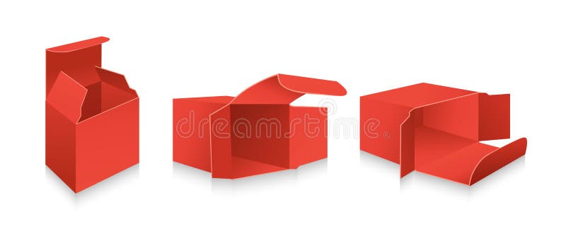 Template Red Box 3D Model Mockup Set Gift Boxes Stock Vector ...