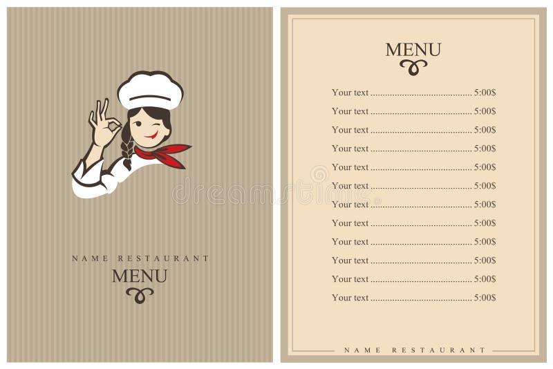 Restaurant menu design stock vector. Illustration of female - 214852519