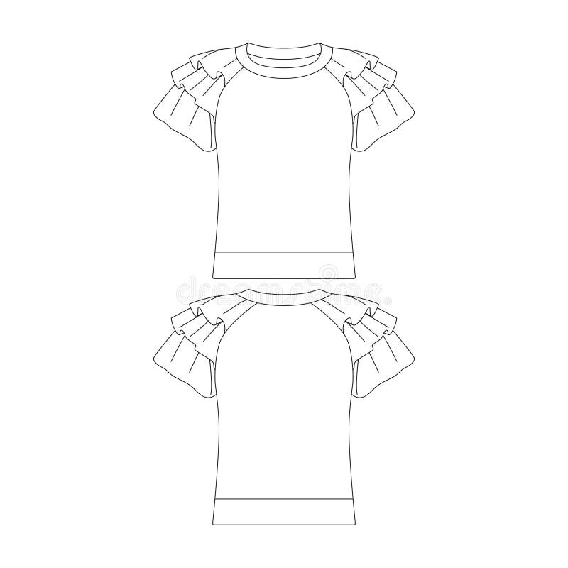 Template Ruffle Sleeve Sweater Vector Illustration Flat Design Outline ...