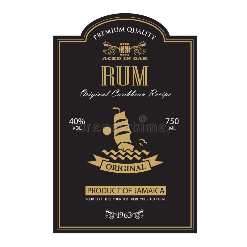 Template rum label stock vector. Illustration of beverage - 214927881