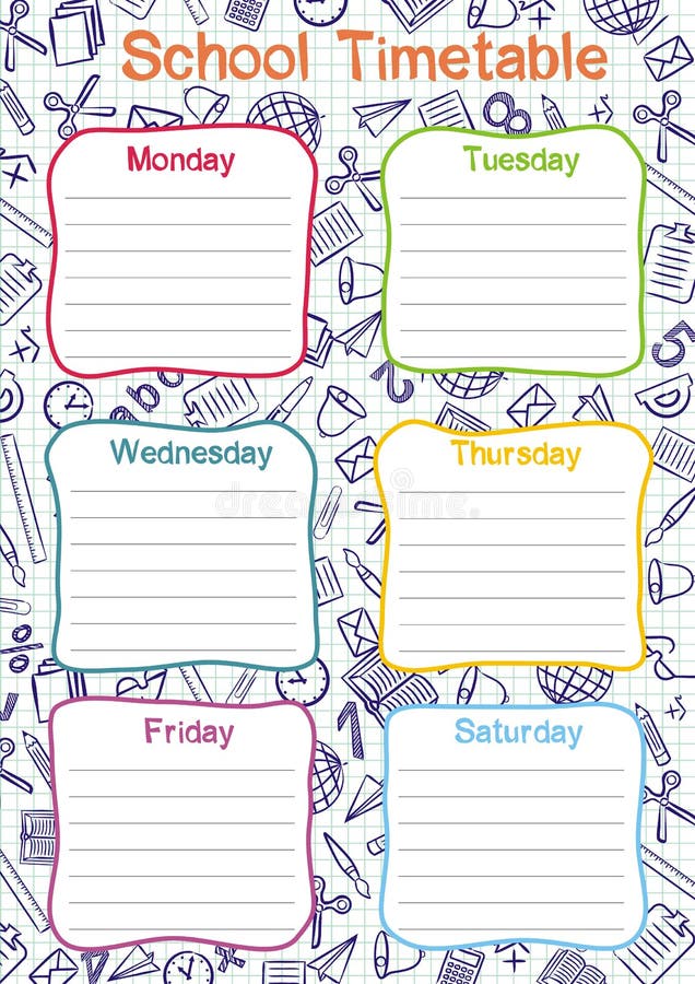 School Teacher Student Drawing Class Schedule Stock Illustrations – 64 ...