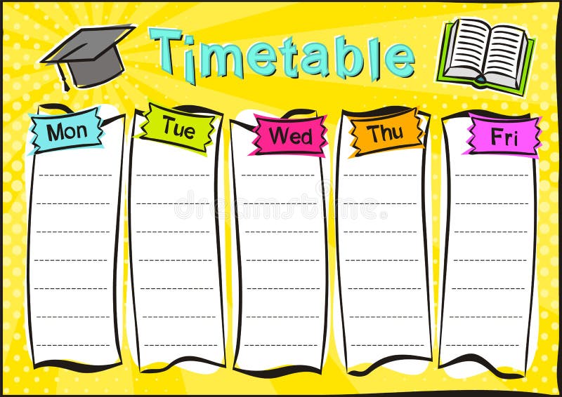Template of a School Schedule in Pop Art Style Stock Vector ...