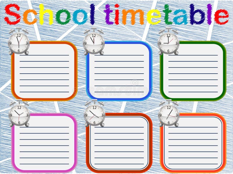 Template School Timetable for Students or Pupils with Days of Week and ...