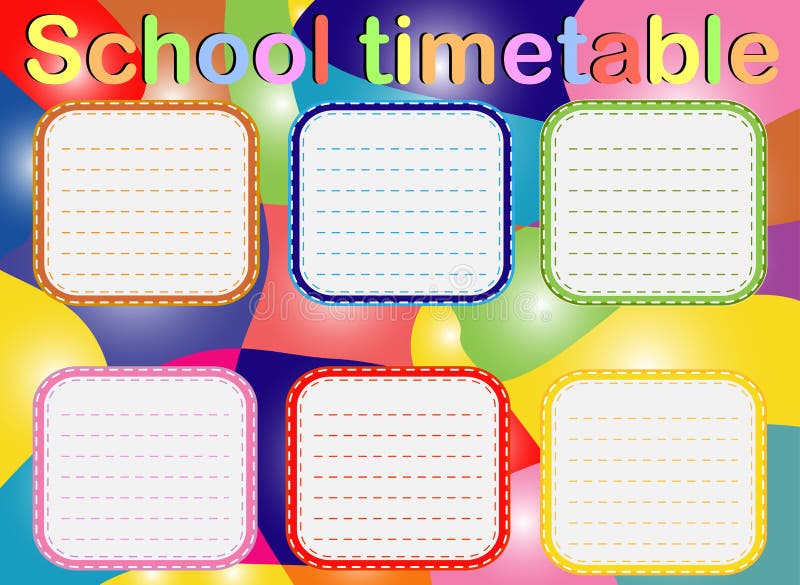 Template School Timetable for Students or Pupils with Days of Week and ...