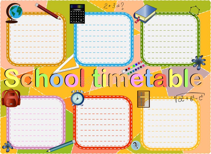 Template School Timetable for Students or Pupils with Days of Week and ...