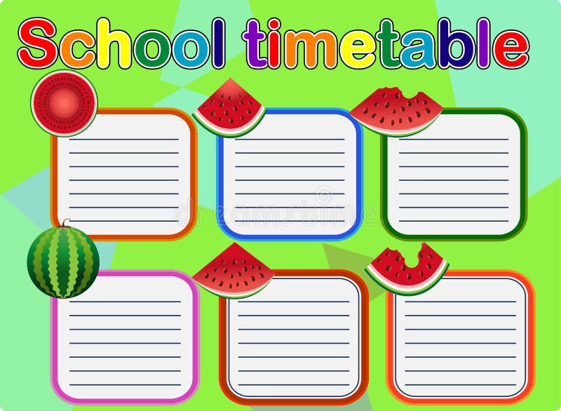 Template School Timetable for Students or Pupils with Days of Week and ...