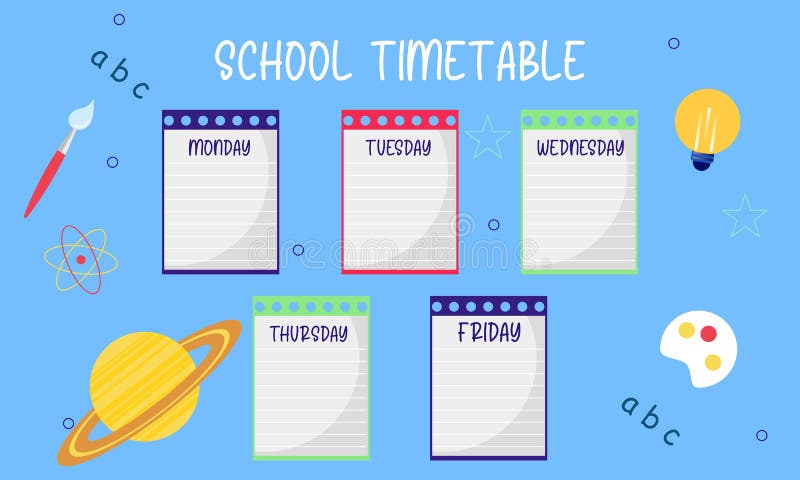Template School Timetable for Students or Pupils Stock Illustration ...