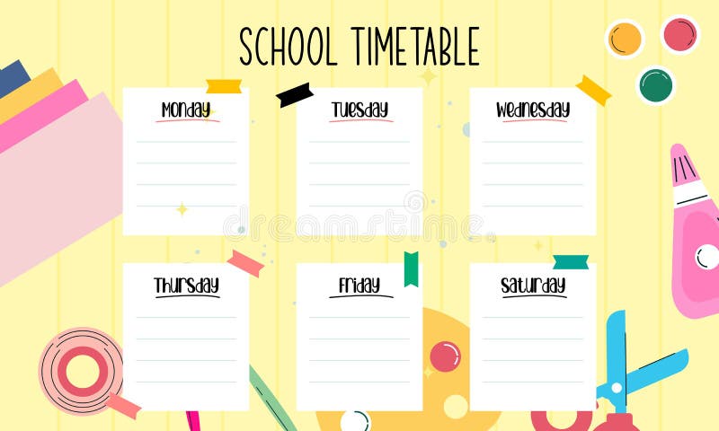 Template School Timetable for Students or Pupils Stock Illustration ...