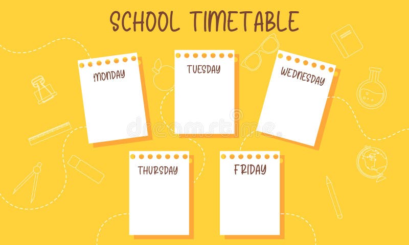 Template School Timetable for Students or Pupils Stock Vector ...