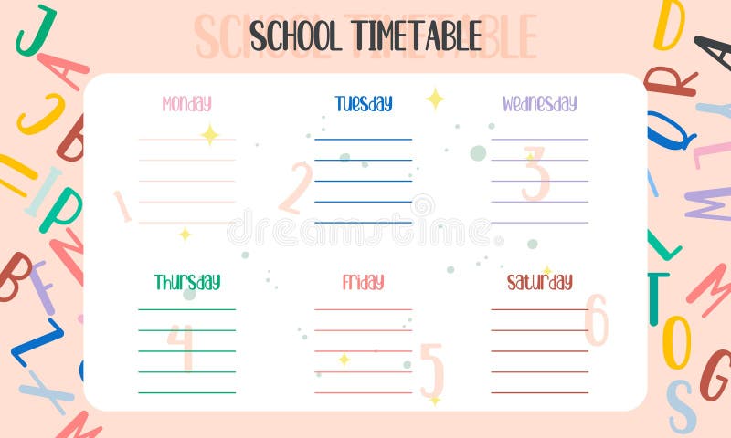 Template School Timetable for Students or Pupils Stock Illustration ...