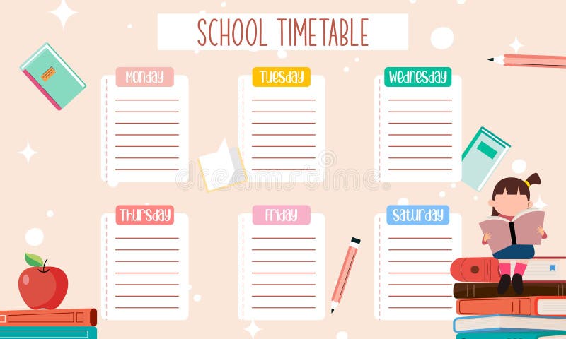 Template School Timetable for Students or Pupils Stock Illustration ...