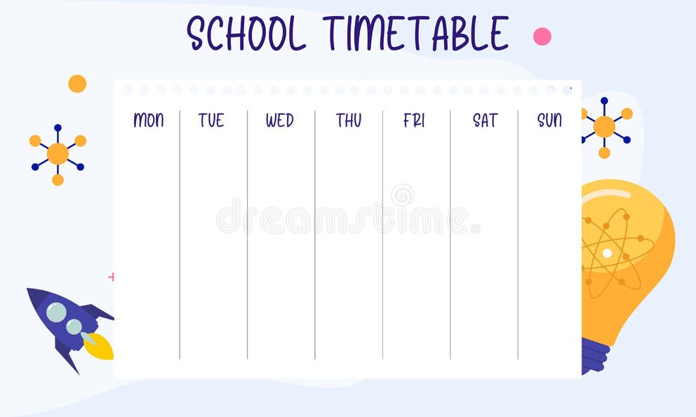 Template School Timetable for Students or Pupils Stock Illustration ...