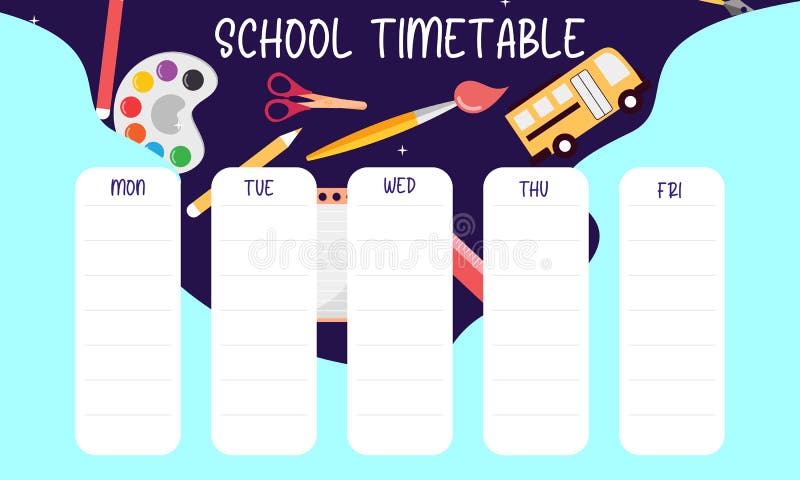 Template School Timetable for Students or Pupils Stock Vector ...