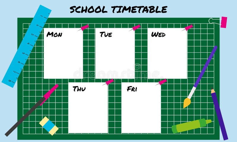 Template School Timetable for Students or Pupils Stock Vector ...