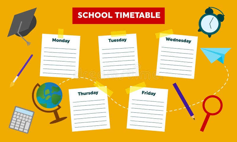 Template School Timetable for Students or Pupils Stock Vector ...