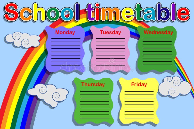 Template School Timetable for Students Stock Illustration ...