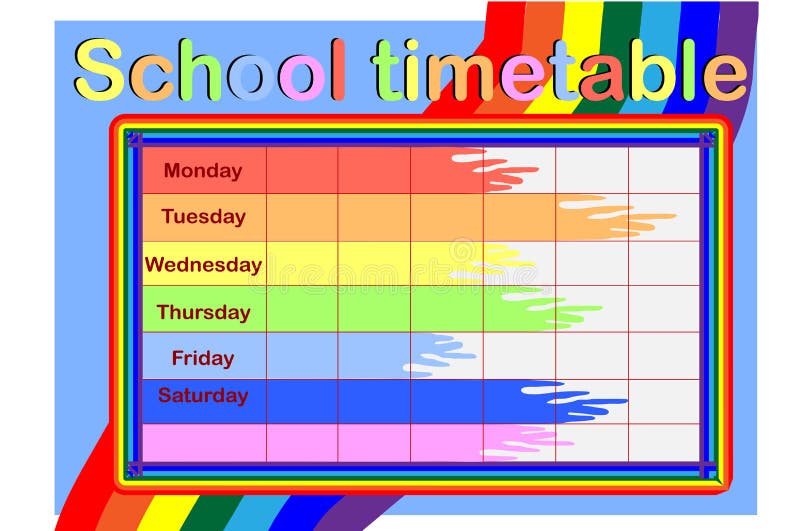 Template School Timetable for Students Stock Illustration ...