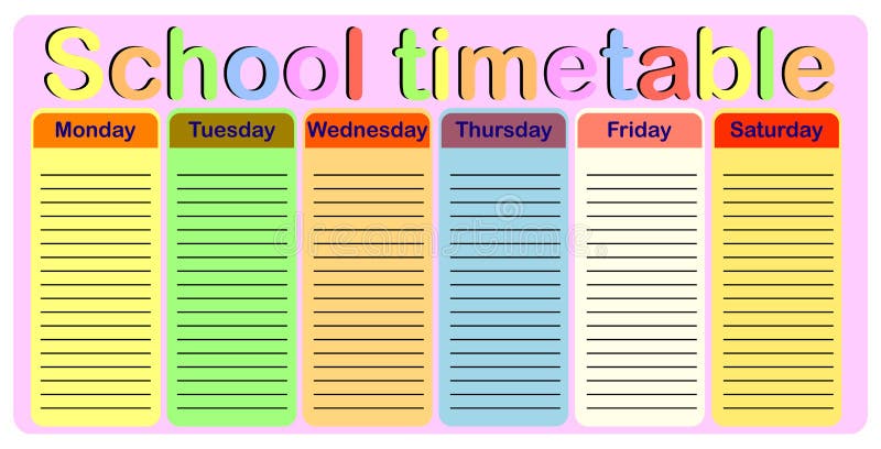 Template School Timetable for Students Stock Illustration ...
