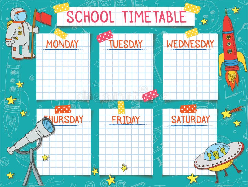 Template School Timetable for Students. Vector Illustration Includes ...