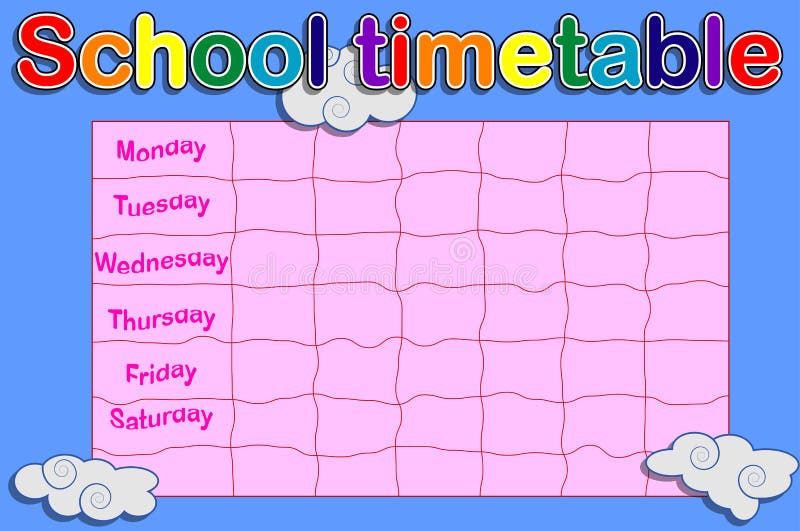 Template School Timetable for Students Stock Illustration ...