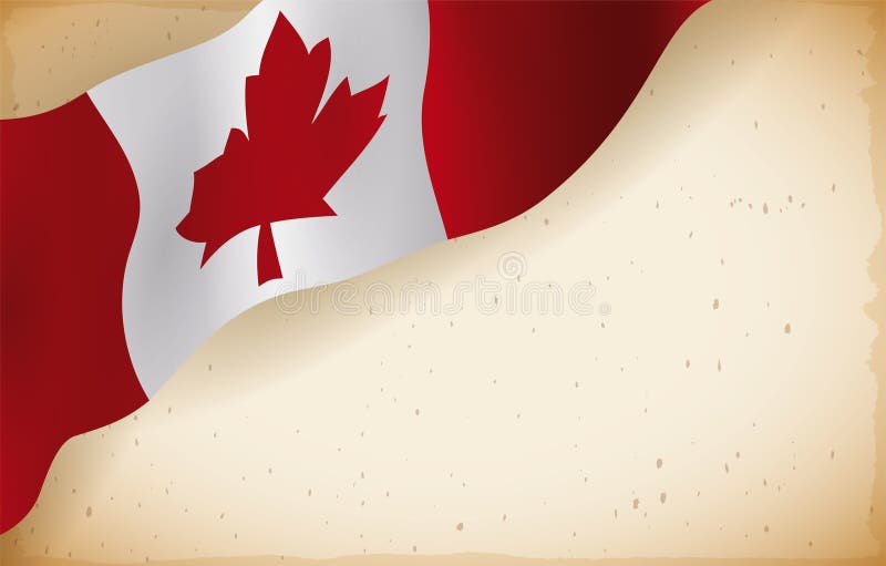 Template with Scroll and Canada Flag Hanging in a Corner, Vector ...