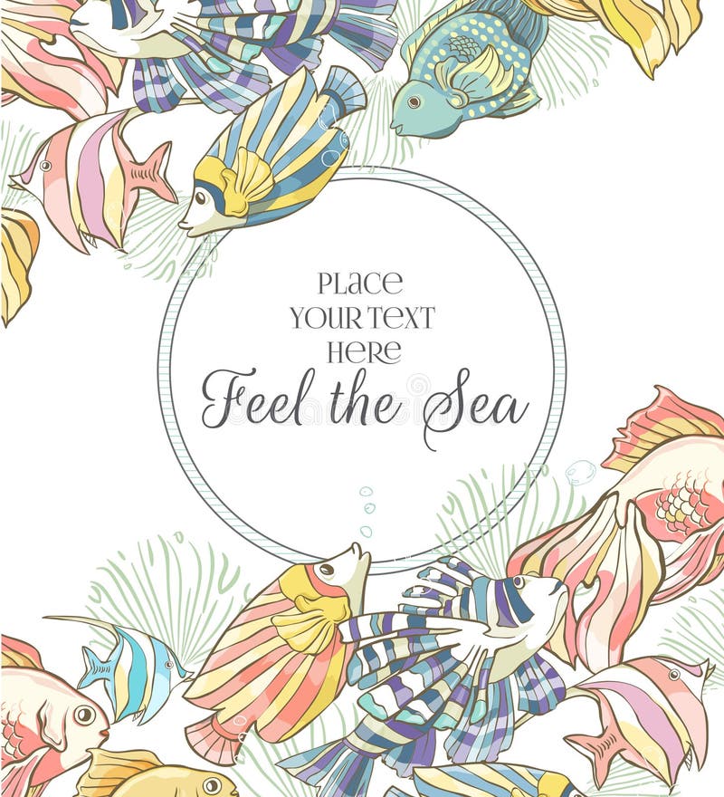 Template with Sea Elements. Composition with Shells. Vector ... Template with Sea Elements. Composition with Shells. Vector ...