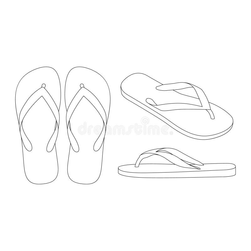 Template Flip Flops Sandals Vector Illustration Flat Sketch Design ...