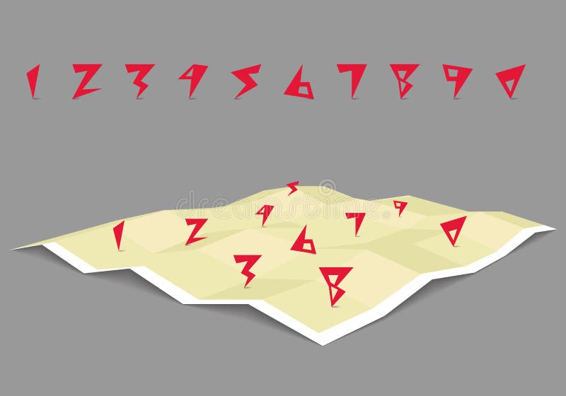 Template Set Numbers and GPS Navigation Map Stock Vector - Illustration ...