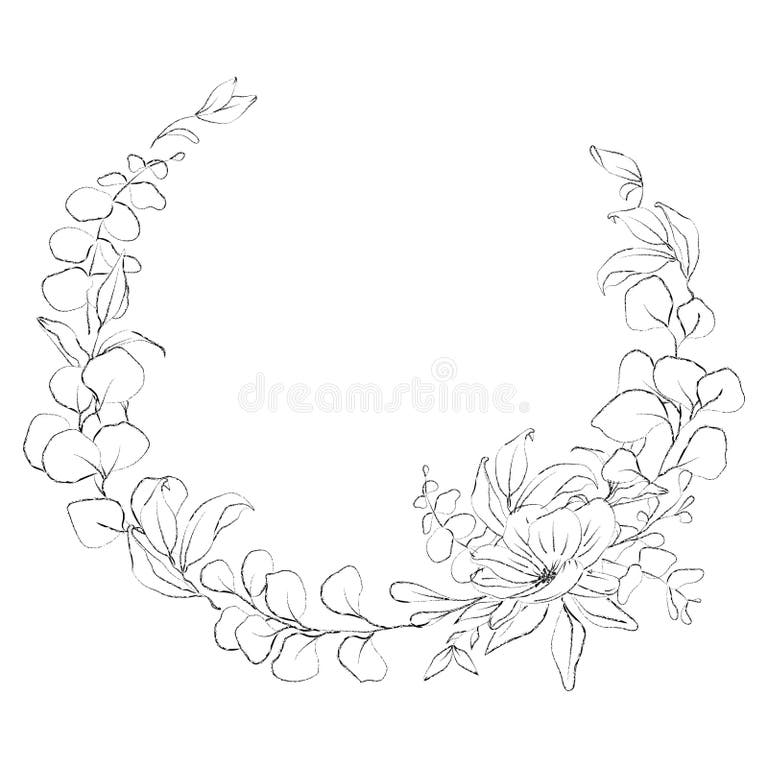 Flower Wreath Line Art Stock Illustrations – 21,482 Flower Wreath Line ...