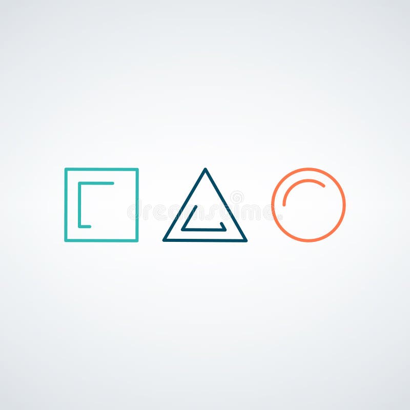 Template of Simple Linear Geometrical Logo with Triangle, Square Circle ...