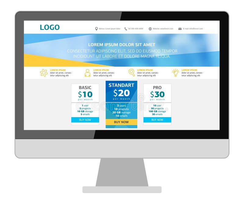 Template Site on the Screen. Stock Vector - Illustration of marketing ...