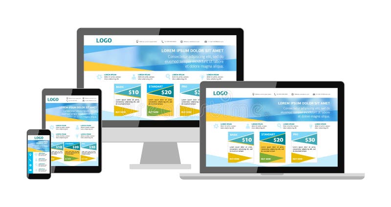 Template Site on the Screen. Stock Vector - Illustration of marketing ...