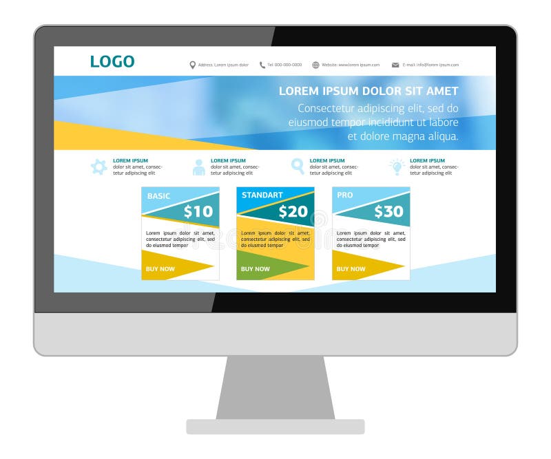 Template Site on the Screen. Stock Vector - Illustration of header ...