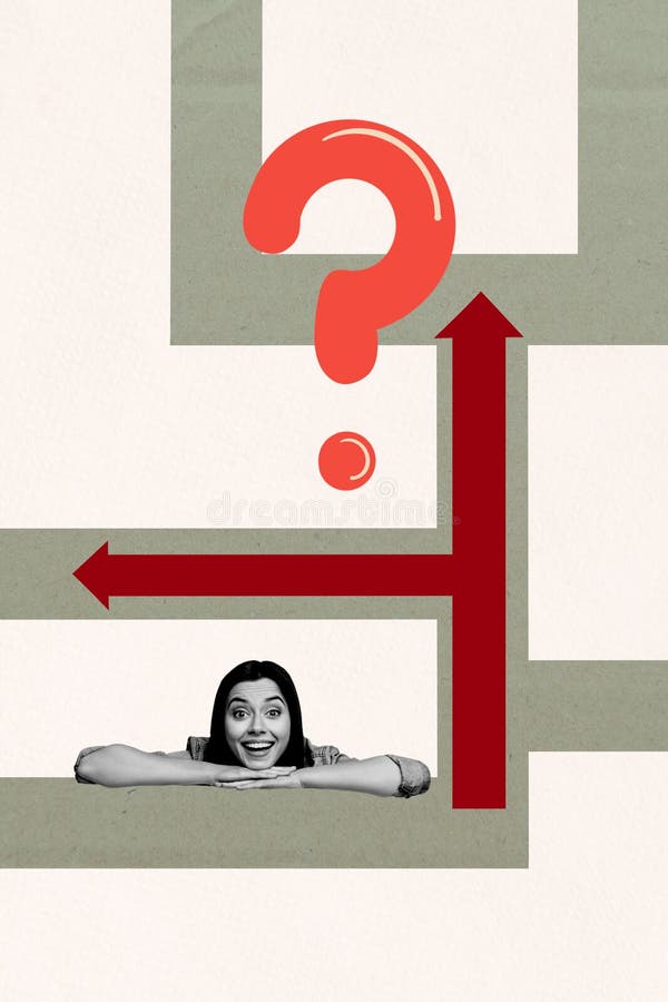 Template Sketch Composite Artwork Collage of Young Lady Smile Think ...