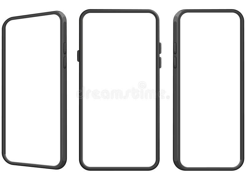 Template Smartphone Front View Mockup Set Stock Vector - Illustration ...