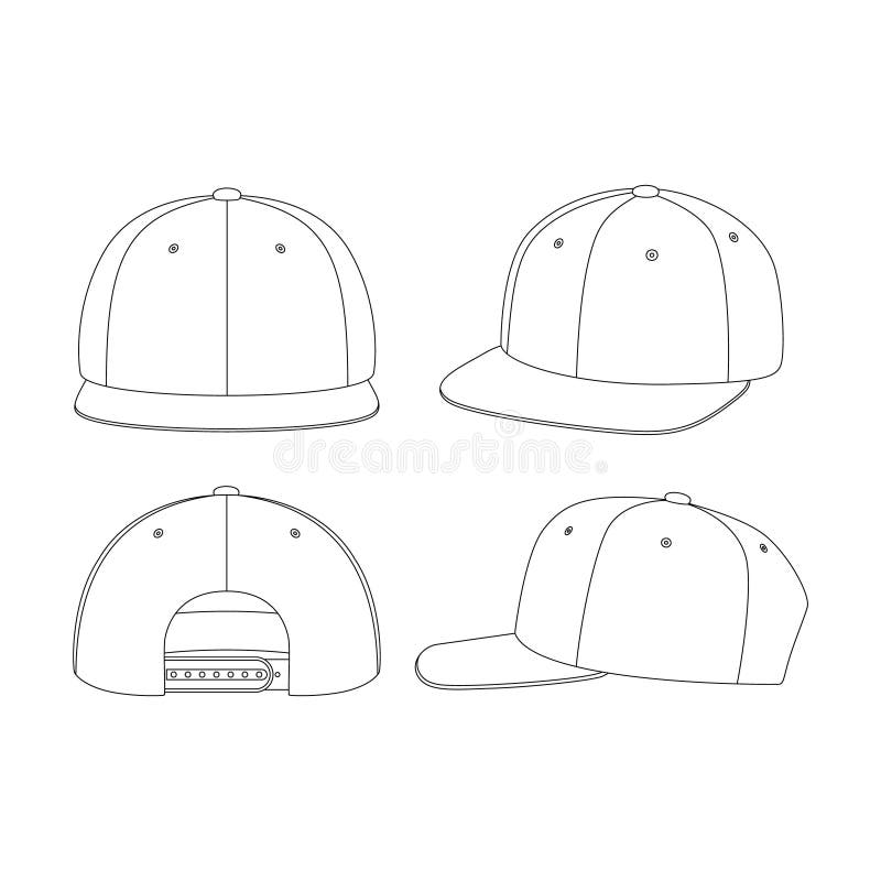 Template Snapback Hat Vector Outline Stock Vector - Illustration of ...