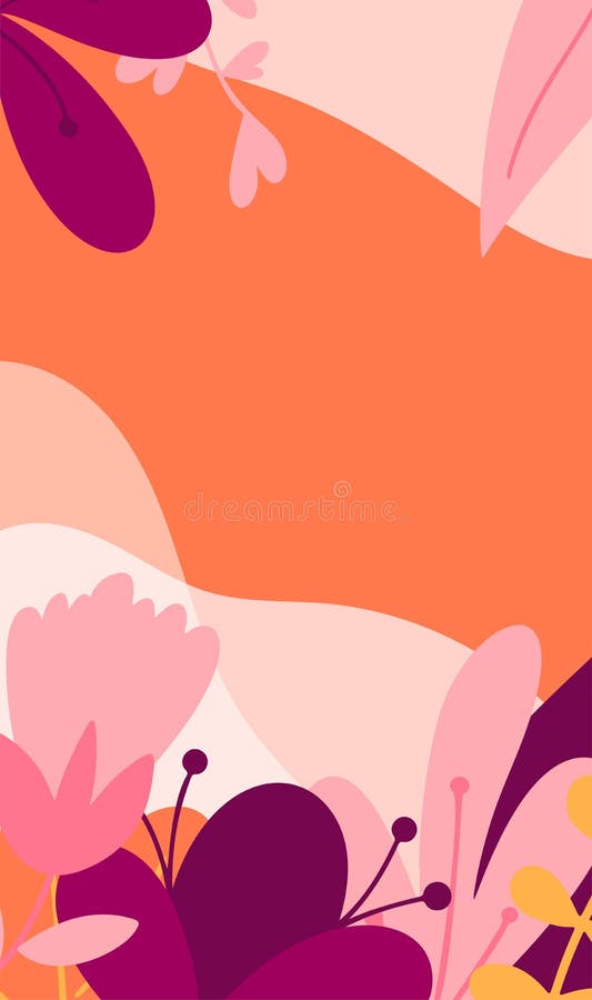 Template for Social Media Stories. Landscape with Flower Elements Stock ...