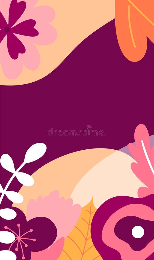 Template for Social Media Stories. Landscape with Flower Elements Stock ...