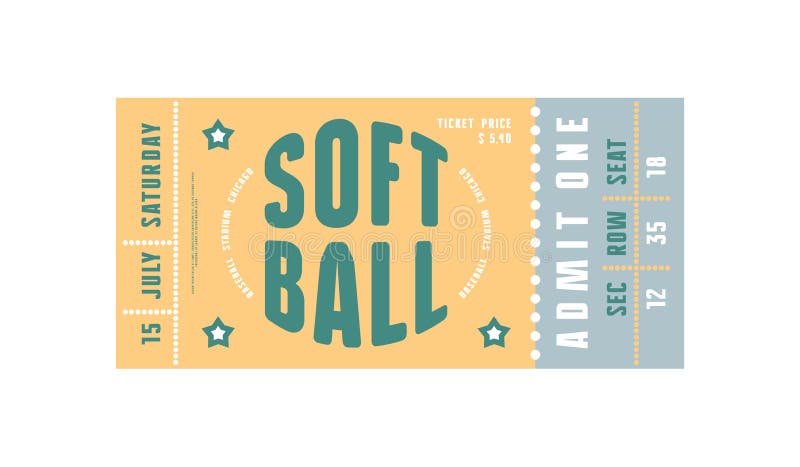 Template of Softball Ticket Stock Vector - Illustration of horizontal ...