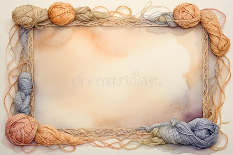 Template with Space for Text in the Center and Frame of Skeins of Yarn ...