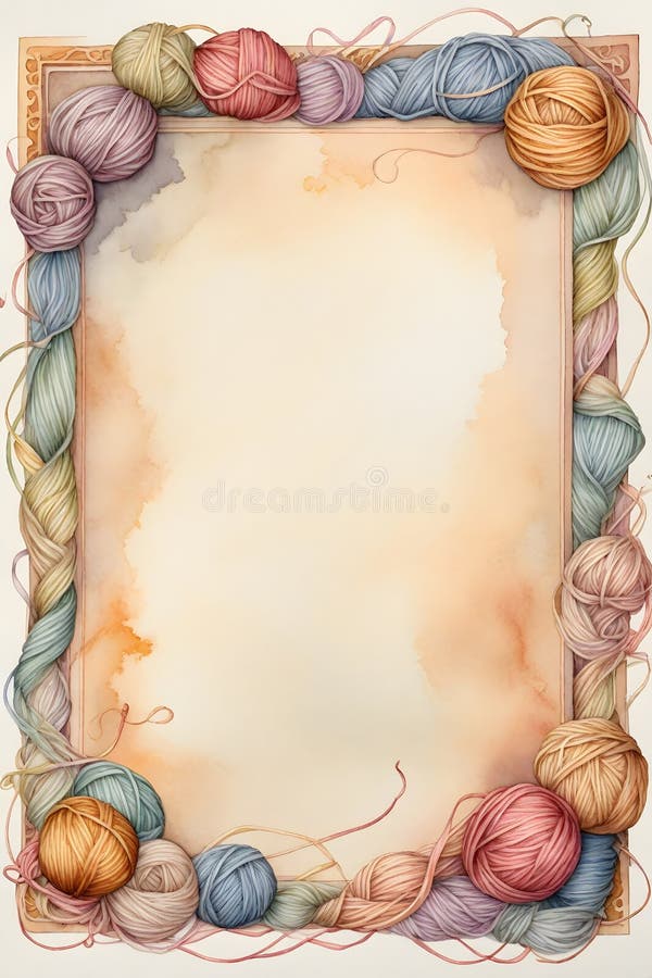 Template with Space for Text in the Center and Frame of Skeins of Yarn ...