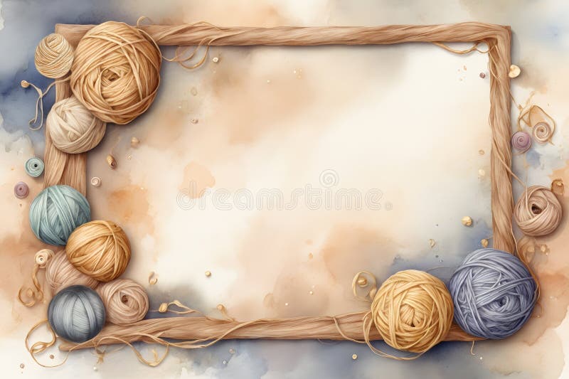 Template with Space for Text in the Center and Frame of Skeins of Yarn ...
